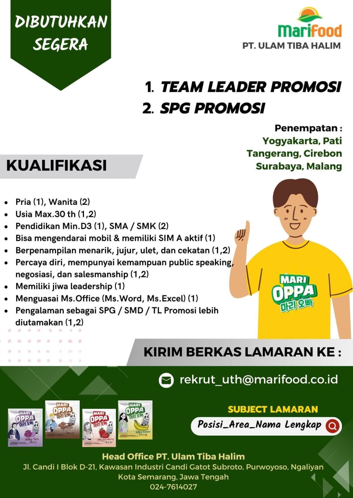 TEAM LEADER PROMOSI – Marifood – Food and Beverage Company