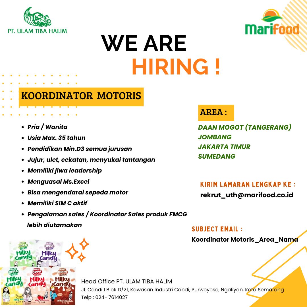 Lowongan Kerja – Marifood – Food and Beverage Company